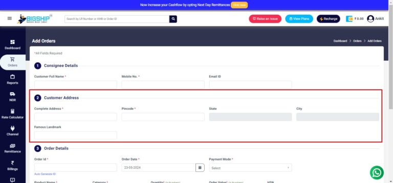 How To Create Orders in Bigship Panel?