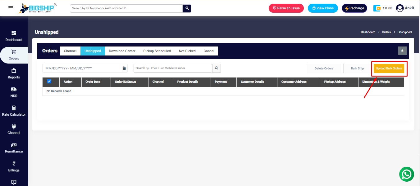 How To Create Orders in Bigship Panel?